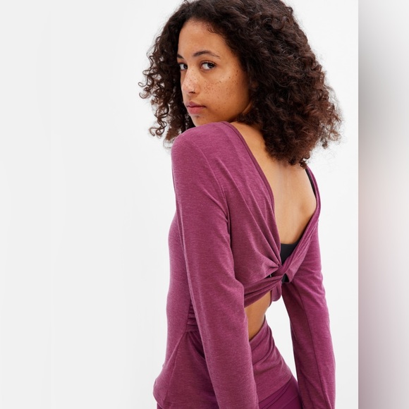 GAP | Tops | Nwt Xl Burgundy Breathe Open Back Twist Tshirt | Poshmark